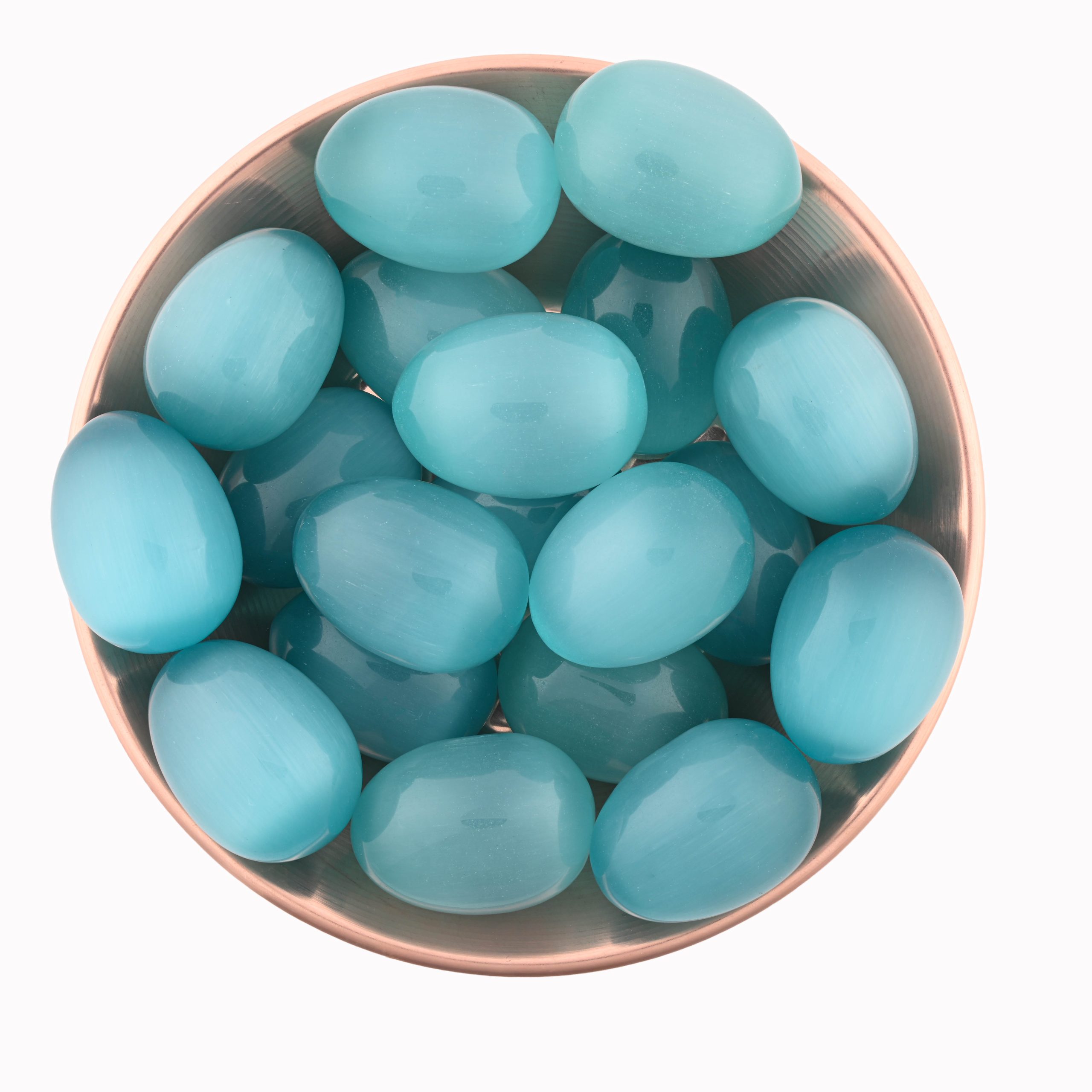 Sky Blue Fiber Optic Cat’S Eye Polished Egg From China – Barefoot Native